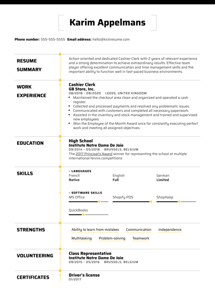Resume Example of Cashier: A Guide - Mintly
